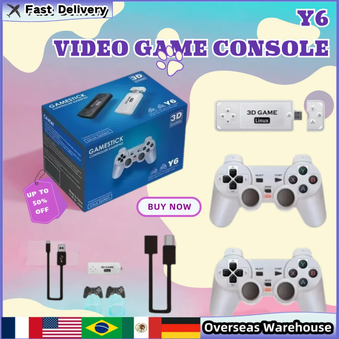 Y6 Game Stick Retro Video Game Console 4K HD TV Video Portable Handheld ...
