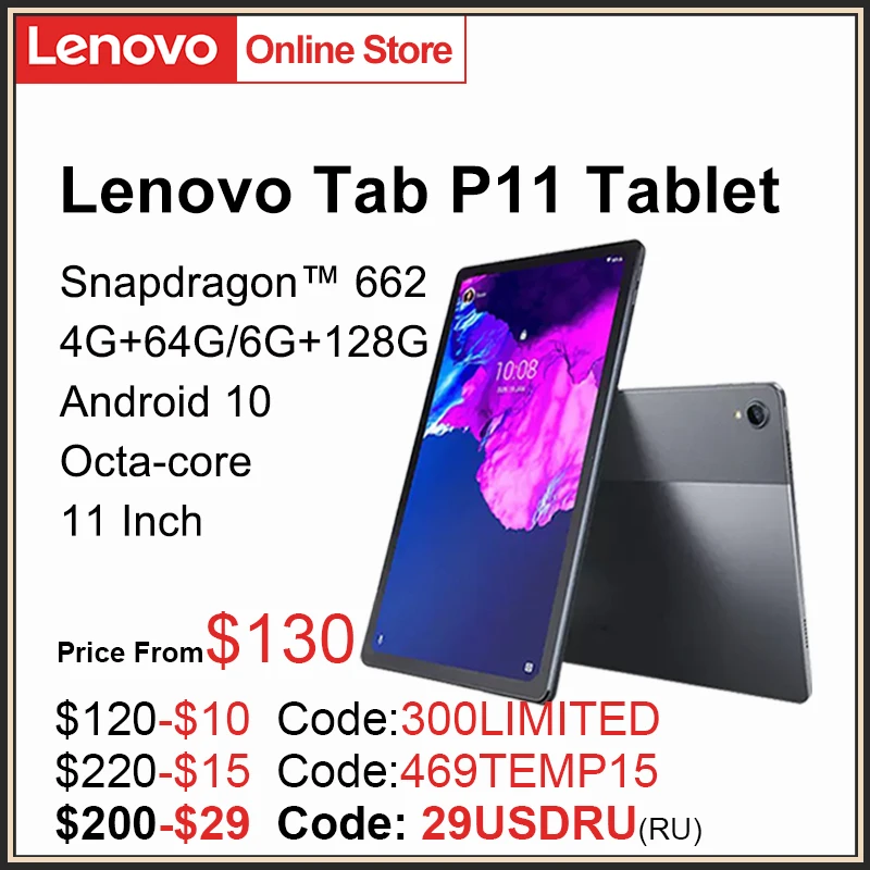 글로벌 펌웨어 레노버 탭 P11 2022 K11 샤오신 패드 WIFI 2 K LCD 화면, 스냅드래곤 옥타 코어 6GB ...