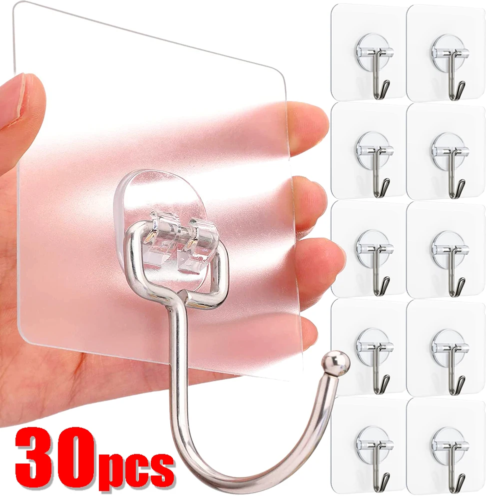 Transparent-Steel-Strong-Adhesive-Hooks-Storage-Hanger-for-Kitchen ...