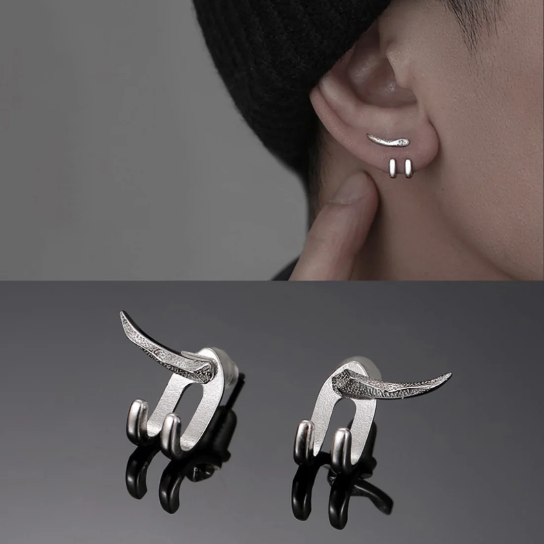 Vintage-Fashion-Geometric-Charm-Punk-Earring-for-Men-Detachable-Claw ...