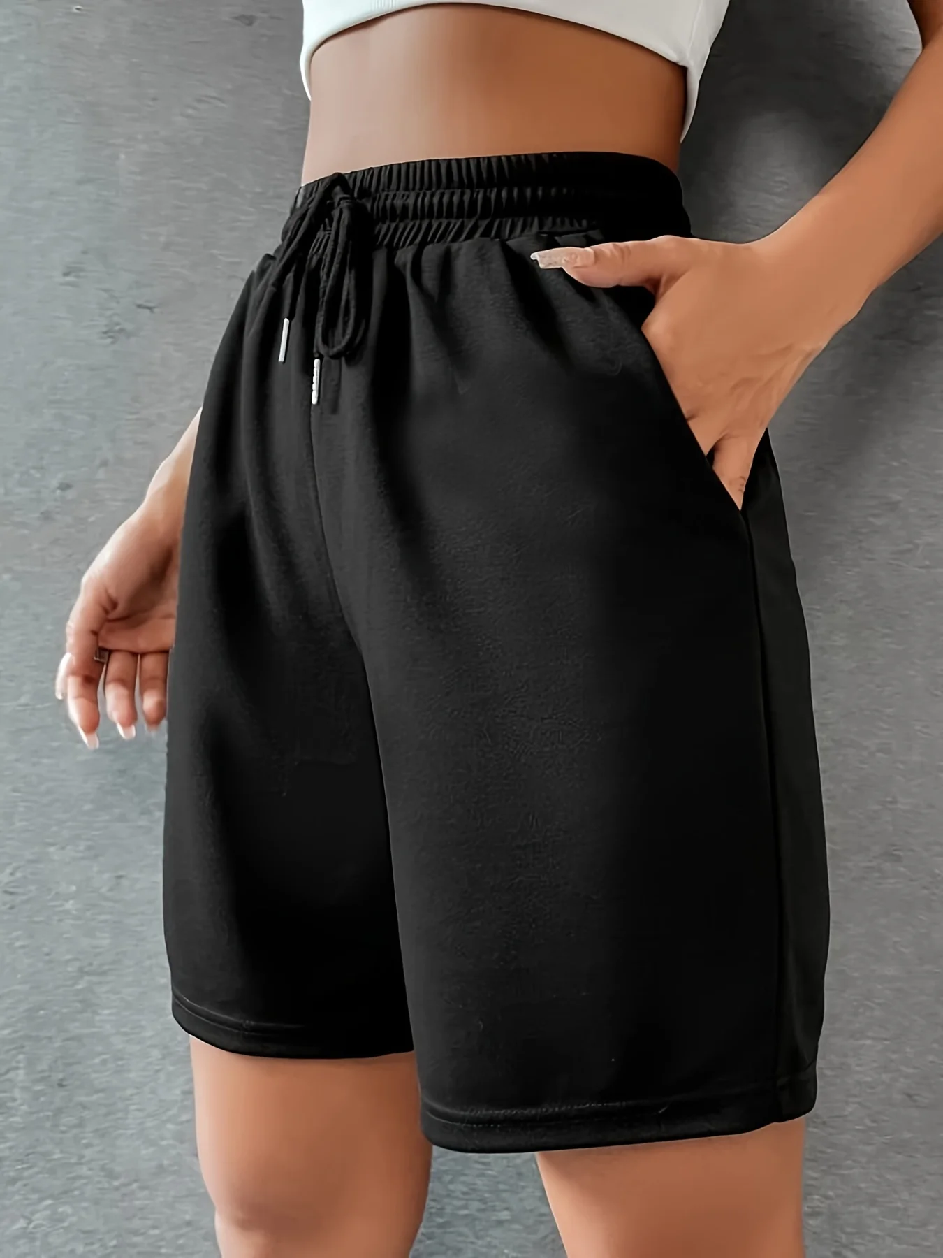 Women-s-sports-shorts-and-sweatpants-solid-color-pants-with-pockets-and ...