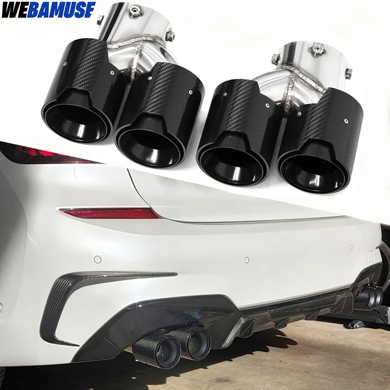 1-Pair-Quad-Carbon-Fibre-Exhaust-Tailpipes-For-BMW-M340i-G20-G21-G23 ...