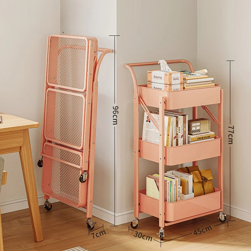 Home-Office-Folding-Desk-Shelf-Removable-Trolley-Multi-Layer-Storage ...