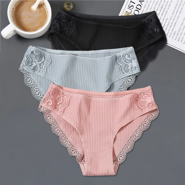 FINETOO 3Pcs/set Women Cotton Panties M-2XL Low-Rise Underwear Trendy ...