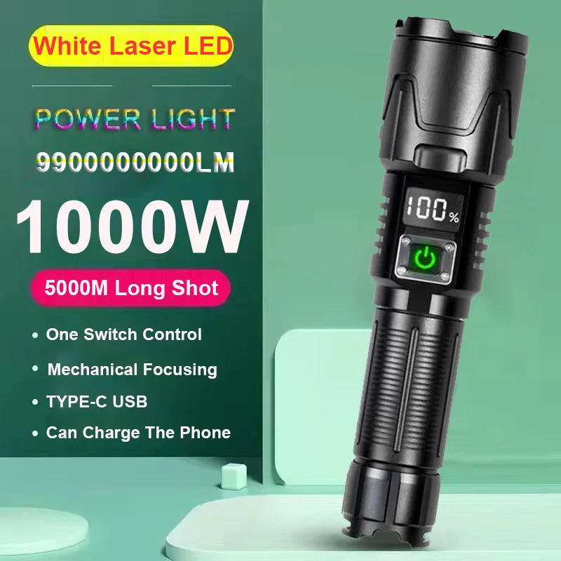 990000000LM-Strong-Light-5000M-Long-distance-White-Detection-Flashlight ...