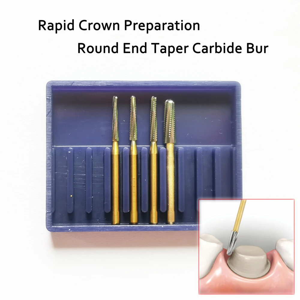 1-Piece-Dental-High-Speed-Carbide-Bur-Rapid-Crown-Preparation-Round-End ...