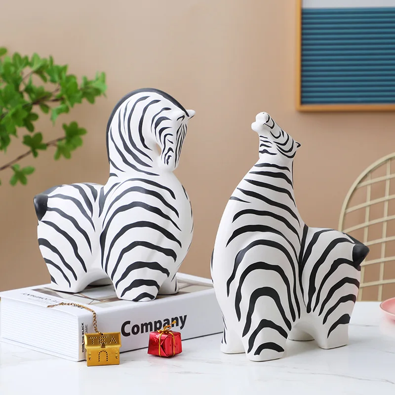 Hand-Painted-Porcelain-Zebra-Statue-Abstract-Ceramics-Zebra-Sculpture ...