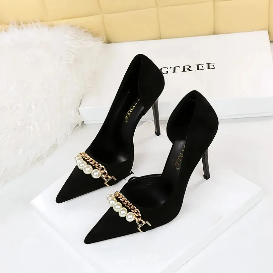 8829-2-Style-Slim-Fit-Ultra-High-Heels-Velvet-Face-Shallow-Pocket-Tip ...
