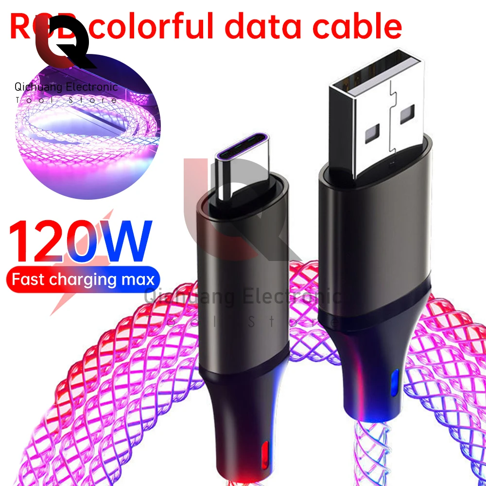 120W-Fast-Charging-RGB-Breathing-Luminous-Gradient-Light-Data-Cable ...