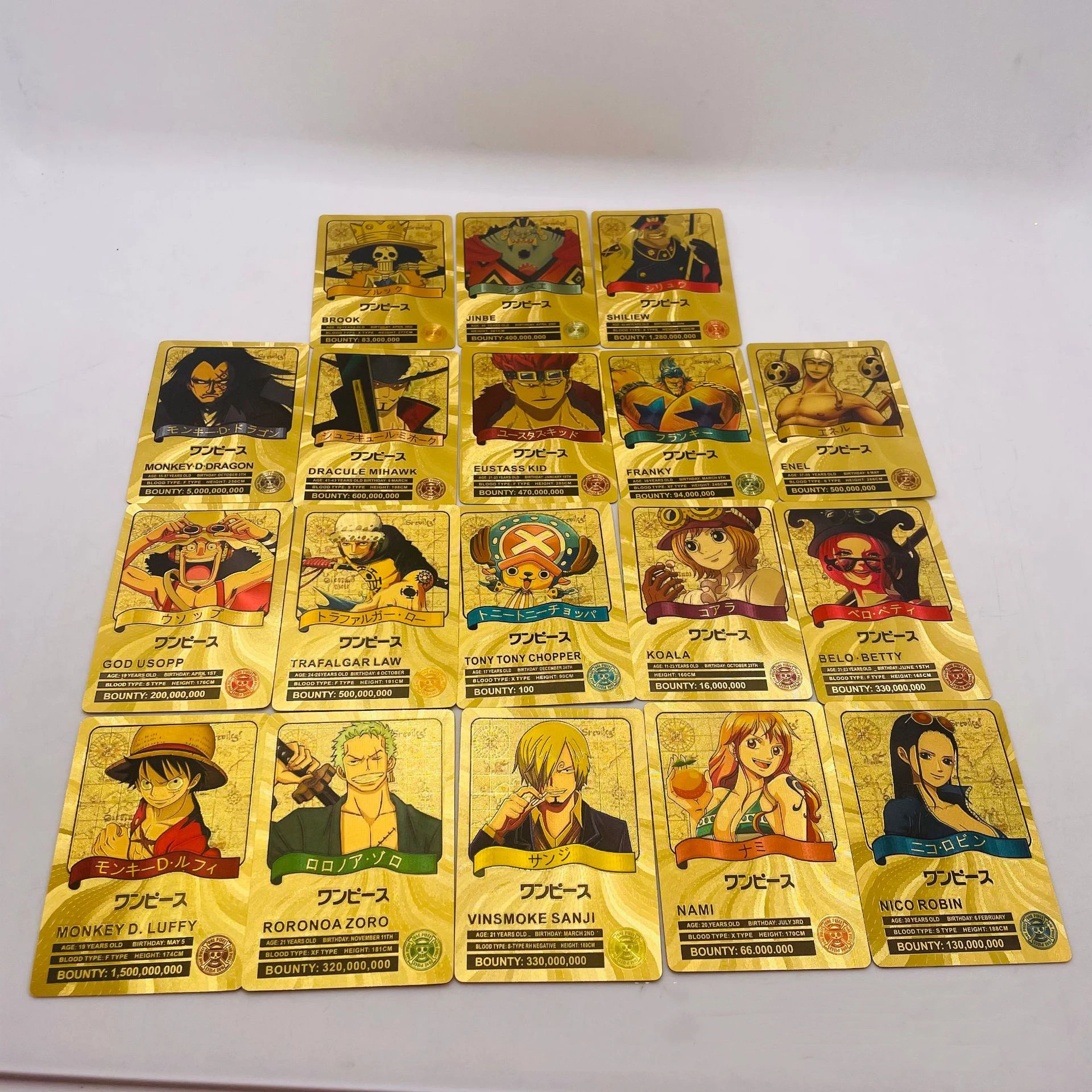 Gold Foil One Piece Bounty Card Luffy Zoro Sanji Collectible Piece Kids Gold Foil One Piece Bounty Card Luffy Zoro Sanji Collectible Piece Kids