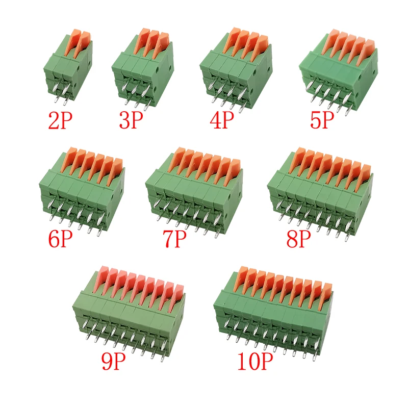 KF141V-2-54mm-Pitch-PCB-Mount-Spring-Screwless-Terminal-Block-Connector ...