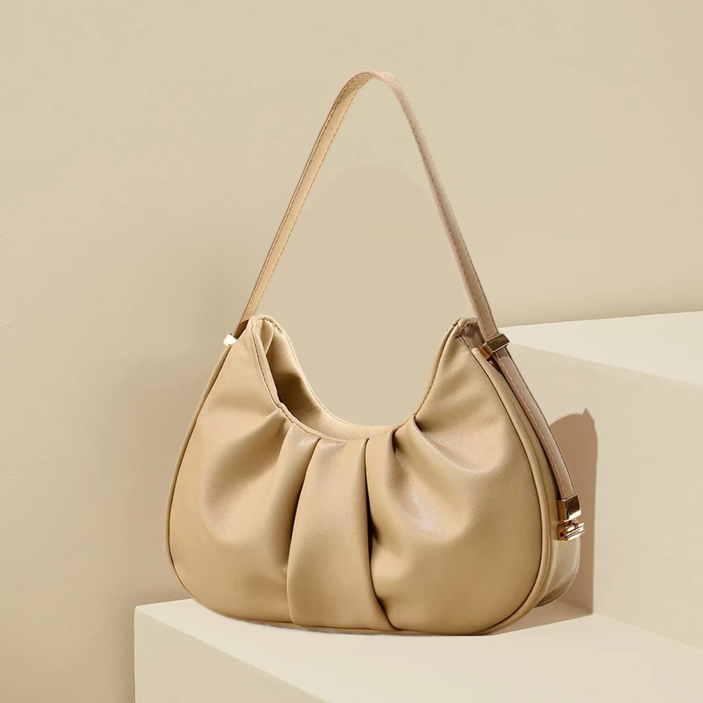 Ruched-Shoulder-Bag-PU-Leather-Cloud-Design-Cute-Tote-Handbag-Solid ...