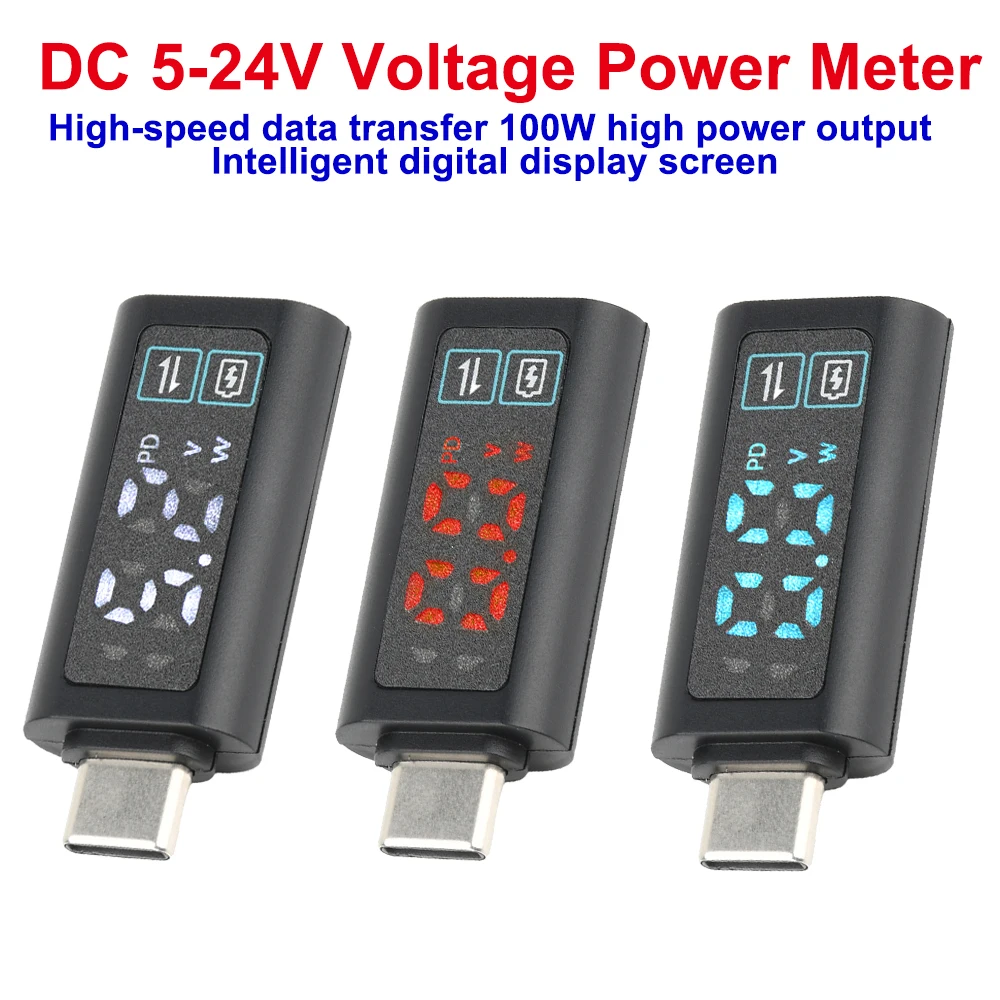 DC 5-24V 2A LED Digital Voltage Power Meter PD100W Data Transfer Fast ...