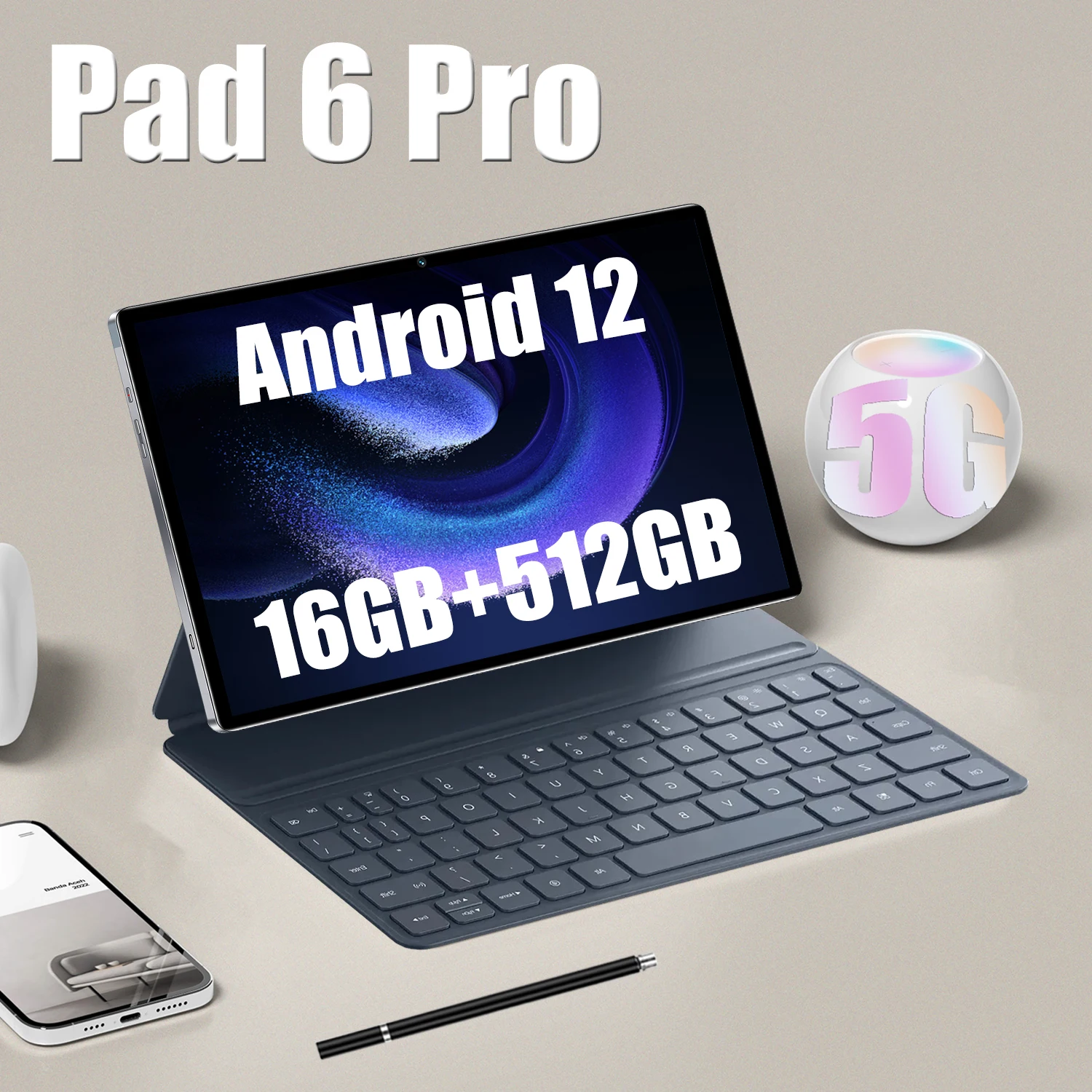 Brand-New-Pad-6-Pro-Android-5G-Tablet-10-1-HD-16G-512GB-Tablette ...