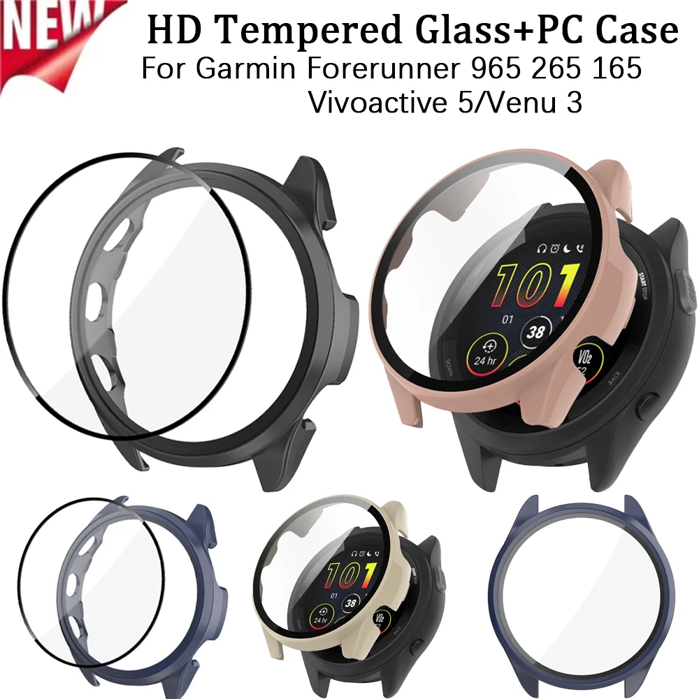 HD Tempered Glass+PC Case For Garmin Forerunner 965 265 165 Scratch ...