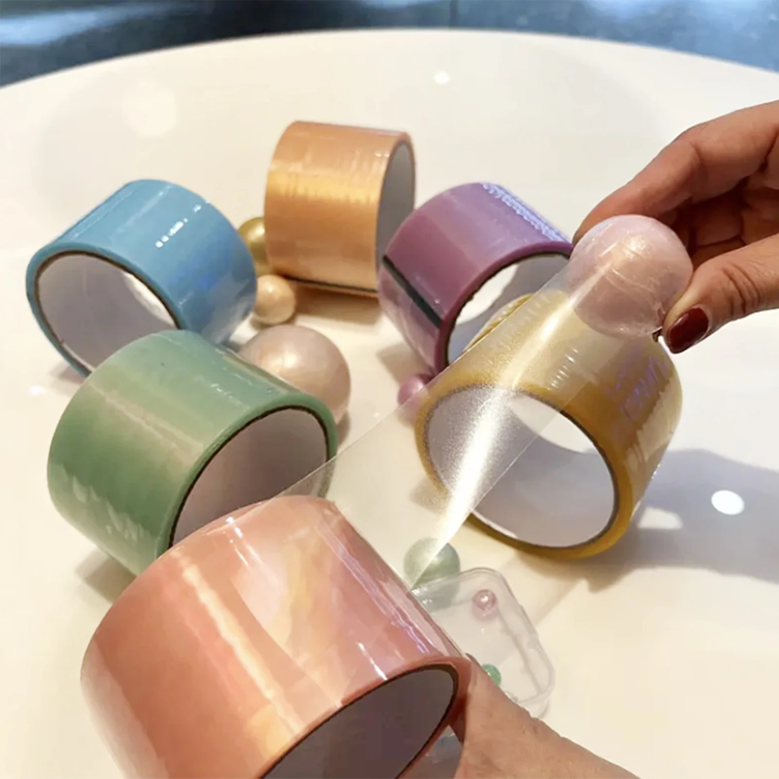 6-Rolls-Adhesive-Tapes-Sticky-Ball-Tape-Colorful-Stress-Relaxing-Sticky ...