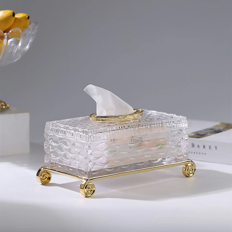 European Palace Embossed Crystal Glass Tissue Boxes Classic Modern Gold ...