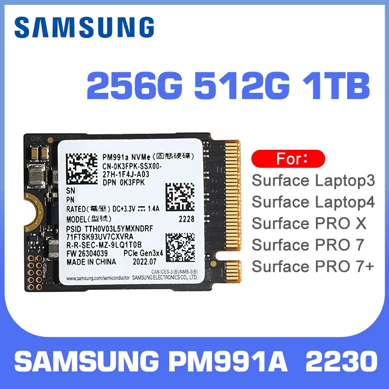Samsung SSD M 2 2230 Internal Solid State Drive PM991a 512GB 1TB PCIe 3