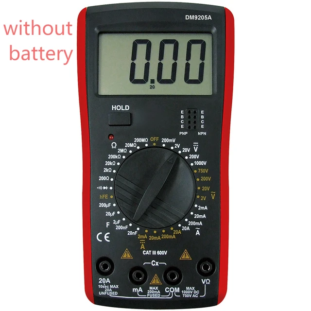DM-9205A Digital Multimeter Transistor Capacitor Meter Tester AC/DC ...