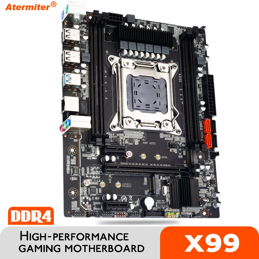 Atermiter X99 anakart yuvası LGA2011 3 USB3.0 NVME M.2 SSD desteği DDR4 ...