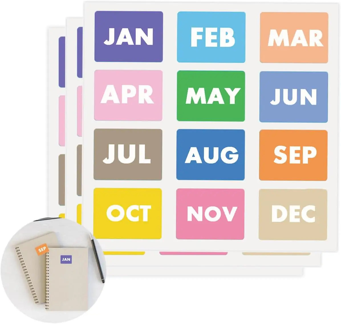 Month-Stickers-1x0-75inch-12-Months-of-The-Year-Color-Coding-Label ...