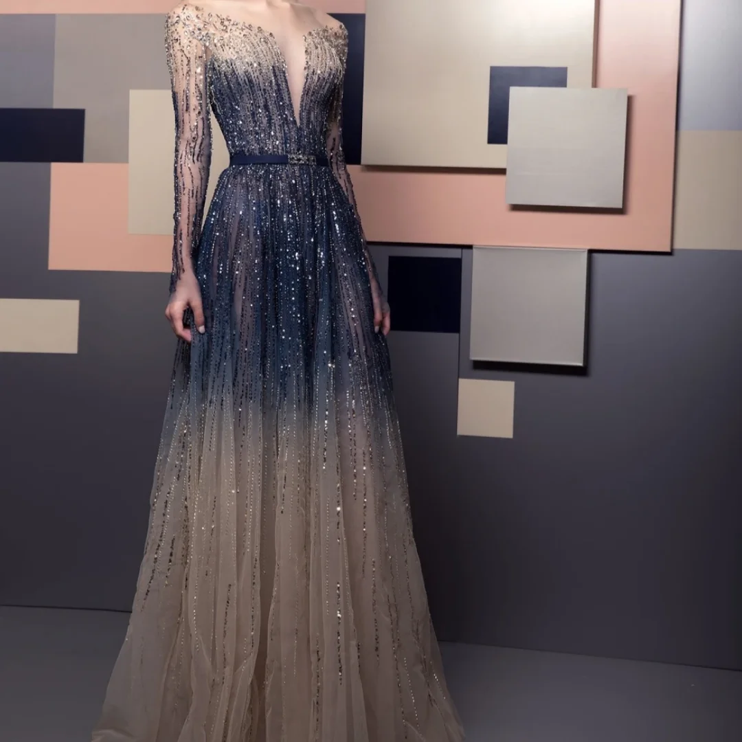 Shiny A Line Women Stylish Evening Dress Chic Cocktail Gown Luxurious ...