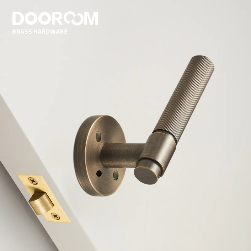 DOOROOM US Standard for 2-1/8" Brass Privacy Passage Stripe Door Lock ...