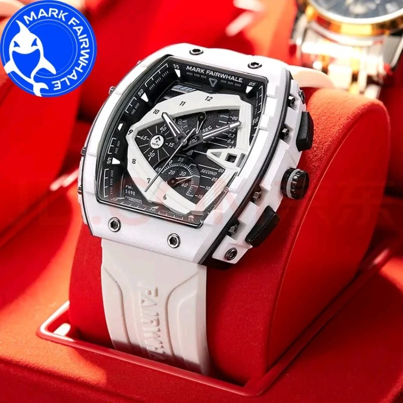 MARK FAIRWHALE Watches for Man 5690 New Resin Case Chronograph Calendar ...