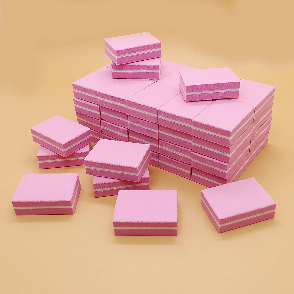 200Pcs Double-sided Mini Nail File Buffer Block Colorful Square Sponge ...