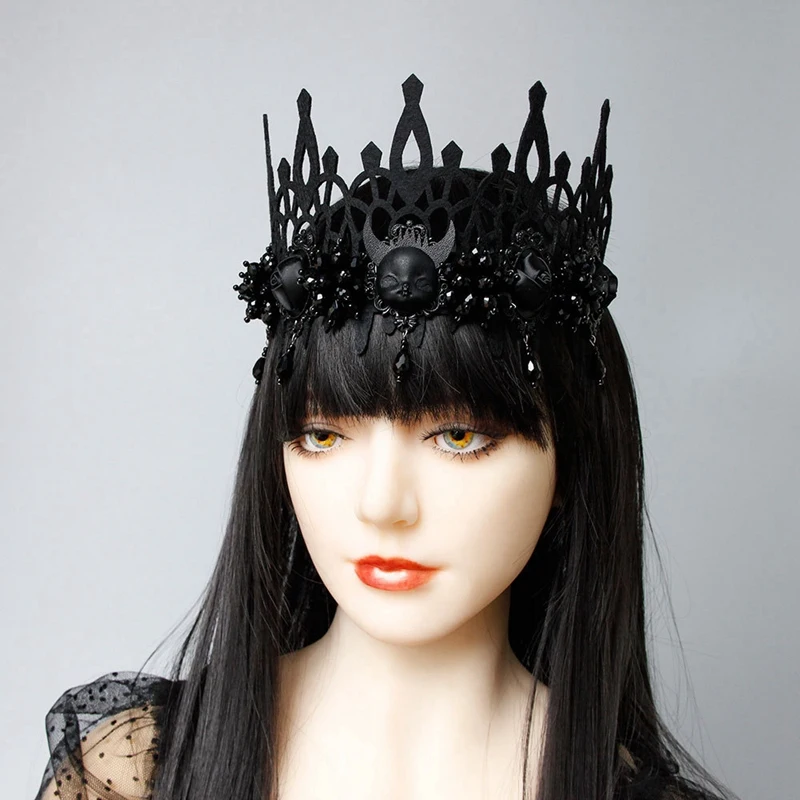 Black-Headband-Halloween-Party-Props-Death-Demon-Witch-Head-Crown-with ...