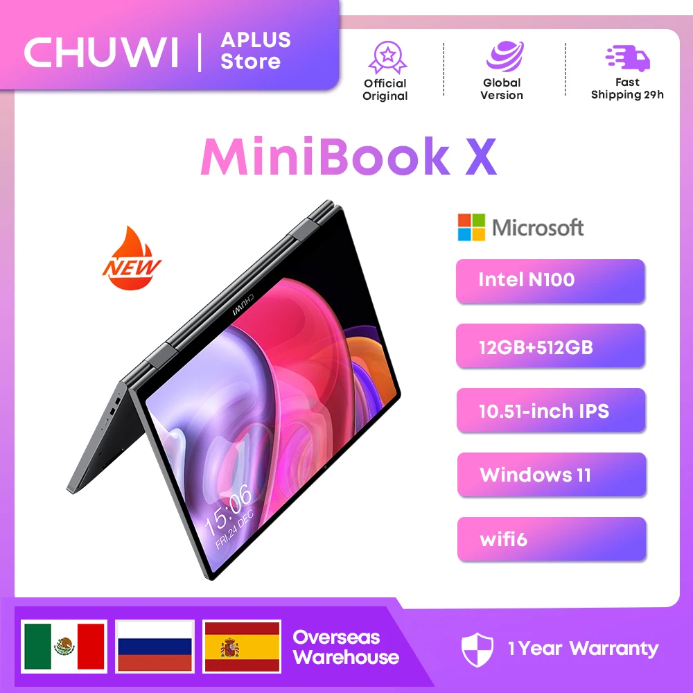 CHUWI-MiniBook-X-2-in-1-Tablet-Laptop-12GB-LPDDR5-512G-SSD-Intel-N100 ...