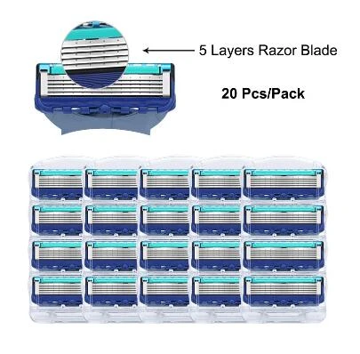 Safety Shaving Razor Blades 5 Layers Replaceable Heads Fit Gillette ...