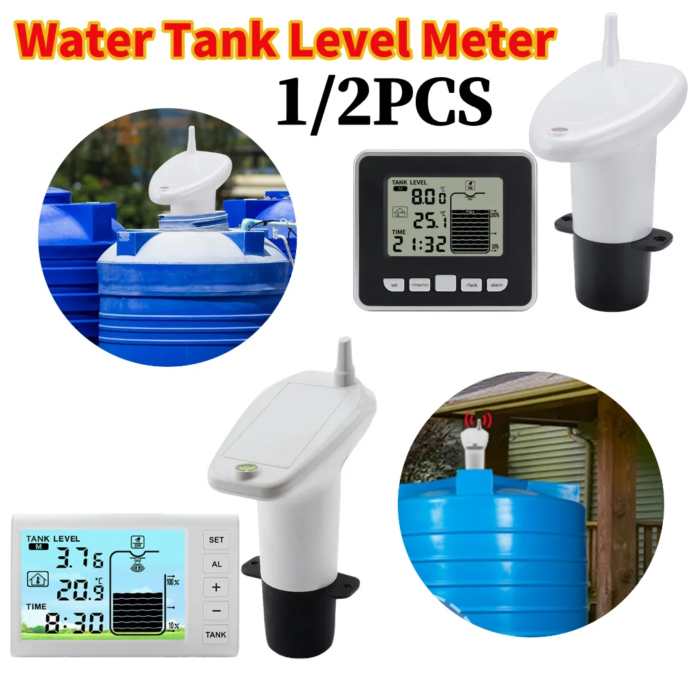 1PCS Ultrasonic Wireless Water Tank Liquid Level Meter with Temperature ...