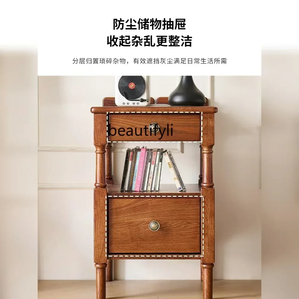 A90 Medieval bedside table Solid wood French retro storage cabinet ...