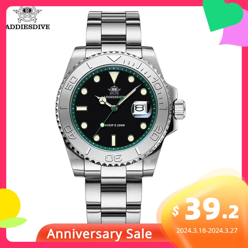 ADDIES-Dive-New-Men-s-Watches-Quartz-41MM-AR-Coated-Glass-Stainless ...