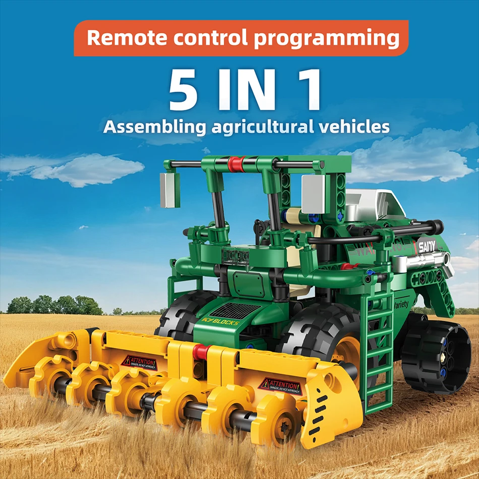 STEAM 5 IN 1 Farmer Truck Transform RC Harvester Cultivator Tractor ...