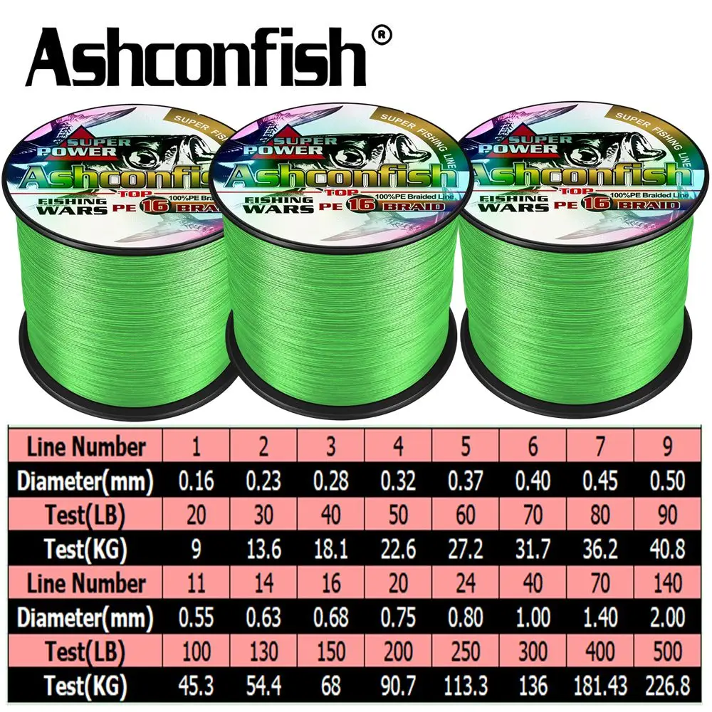 Ashconfish-16-Strands-Braided-Fishing-Line-Super-Strong-Saltwater-20LB ...