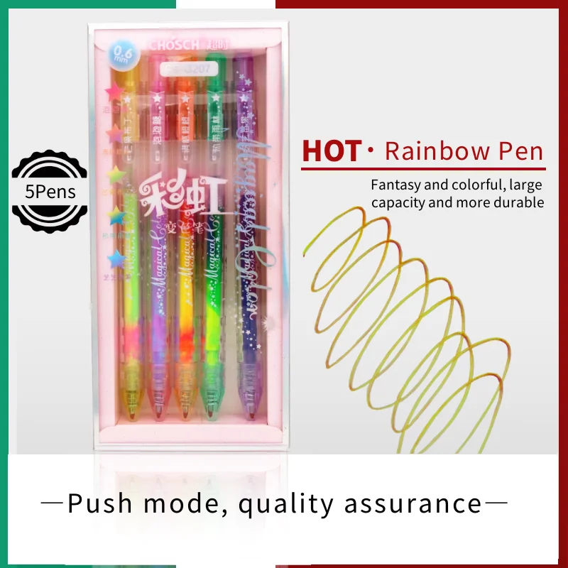 Rainbow Pen 6 Colors | Rainbow Color Gel Pen | 1 Pen Color Rainbow ...