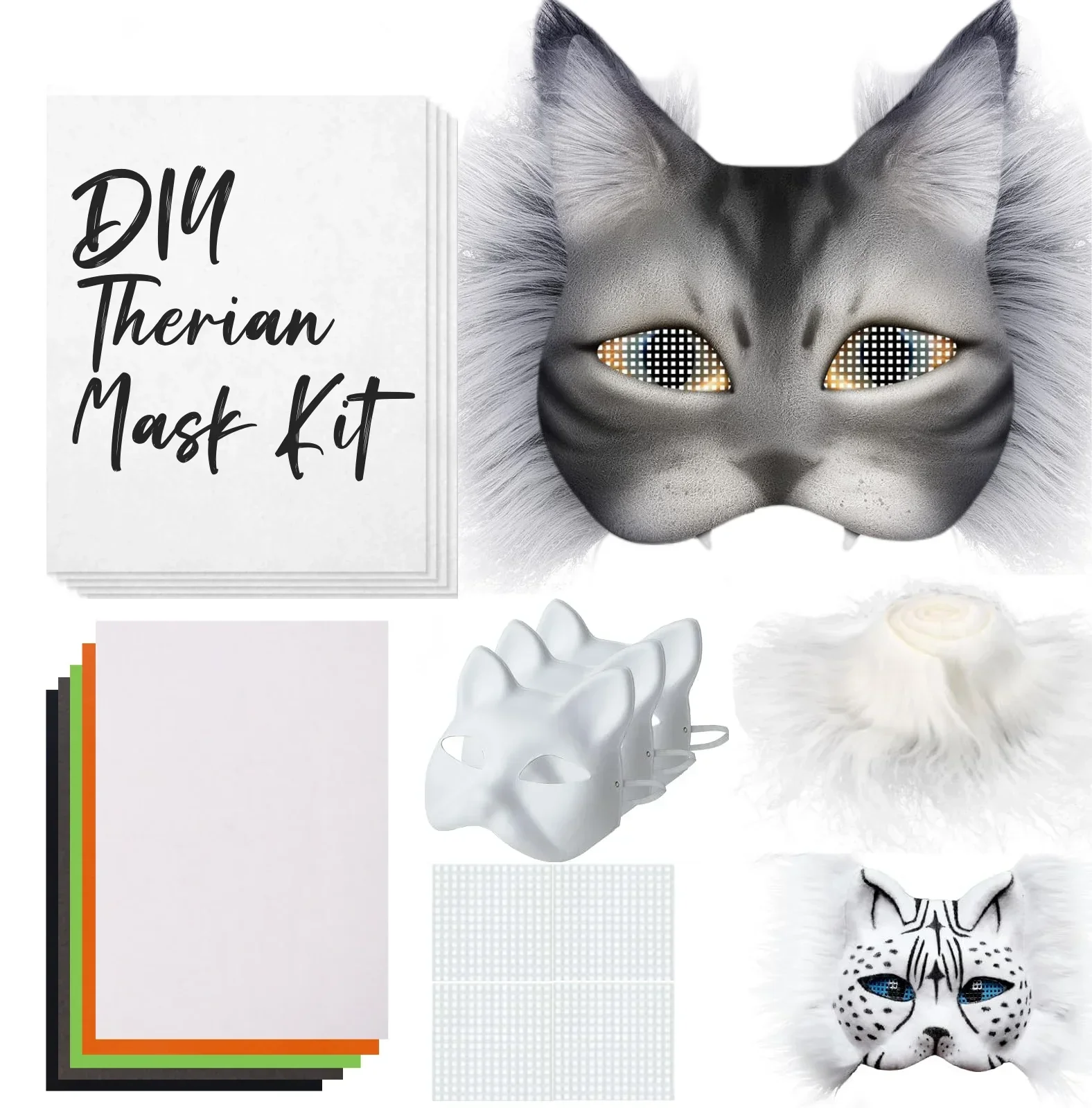 Therian-Kit-de-masque-de-chat-peint-la-main-masques-vierges-en-papier ...