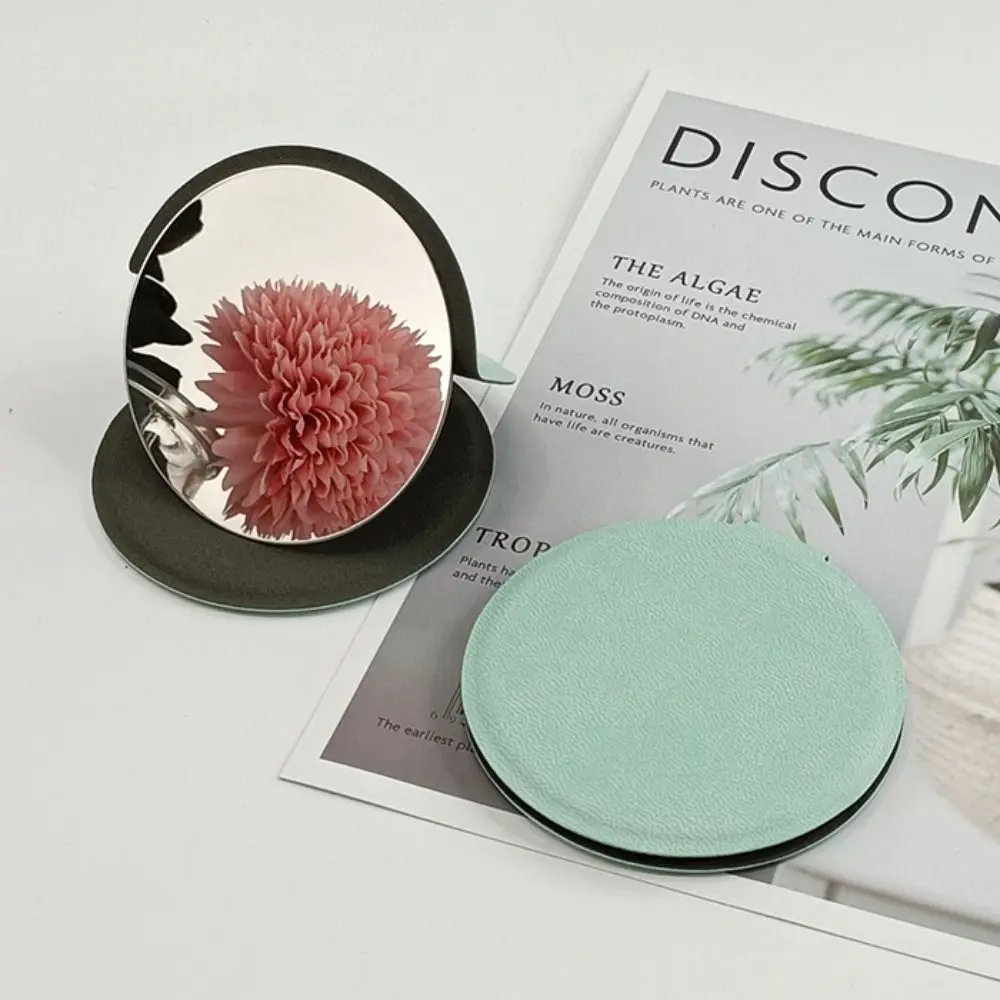 Portable-Round-Folding-Stainless-Steel-Makeup-Mirror-Desktop-Stand-PU ...