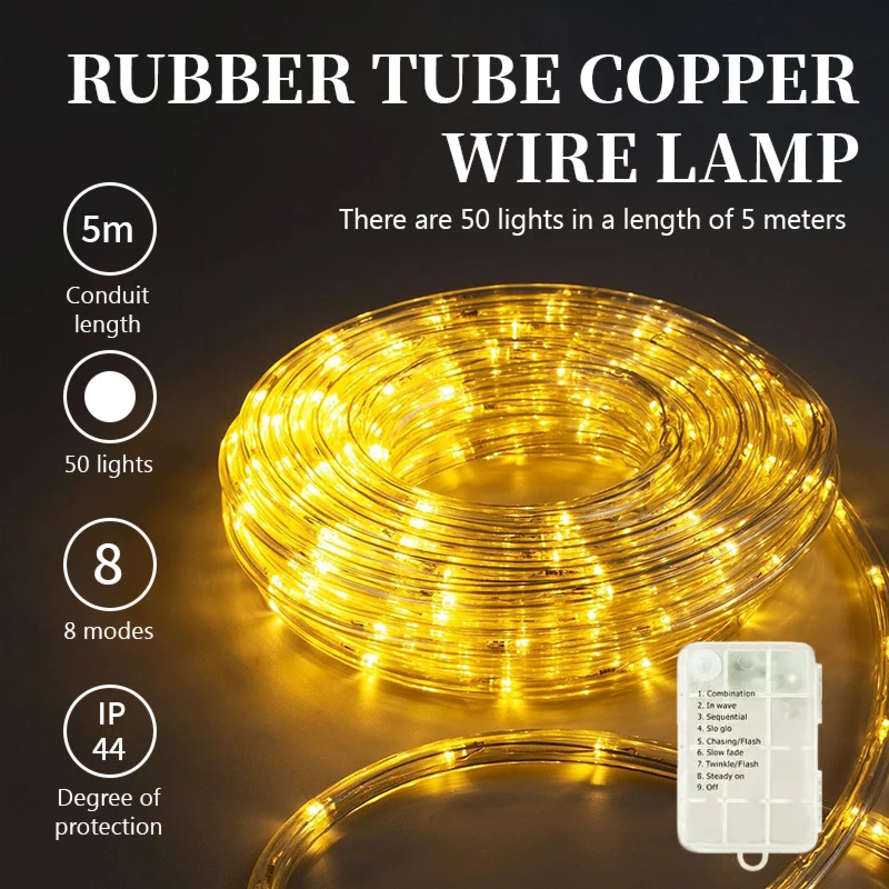 10-5M-Outdoor-Tube-Rope-Led-Light-Remote-Control-Battery-Box-Tube ...
