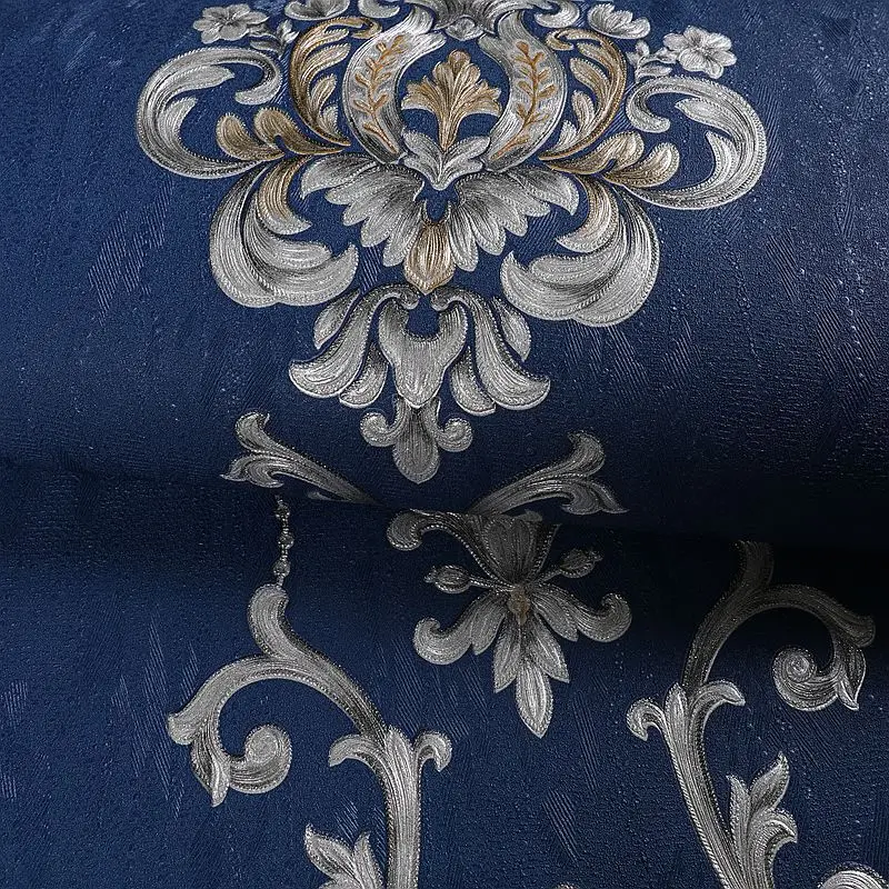 Dark Blue Damask Background
