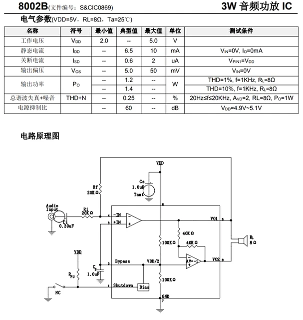 MD8002A Audio Amplifier Pinout, Datasheet, Features, 57% OFF