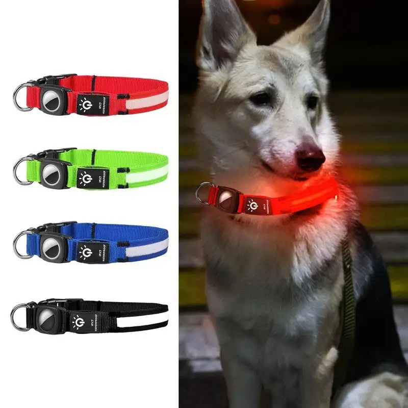 For-Air-Tag-Led-Glowing-Dog-Collar-Adjustable-Flashing-Rechargeable ...