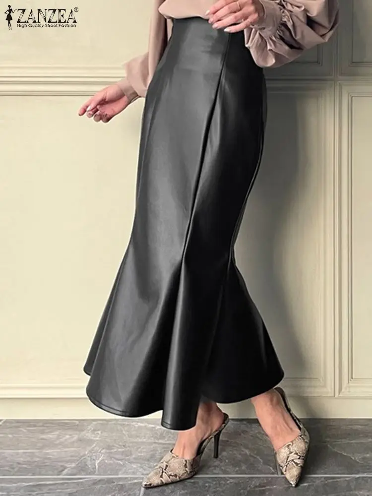 ZANZEA-Vintage-Package-Hip-Fishtail-Skirt-Women-PU-Leather-Maxi-Skirt ...