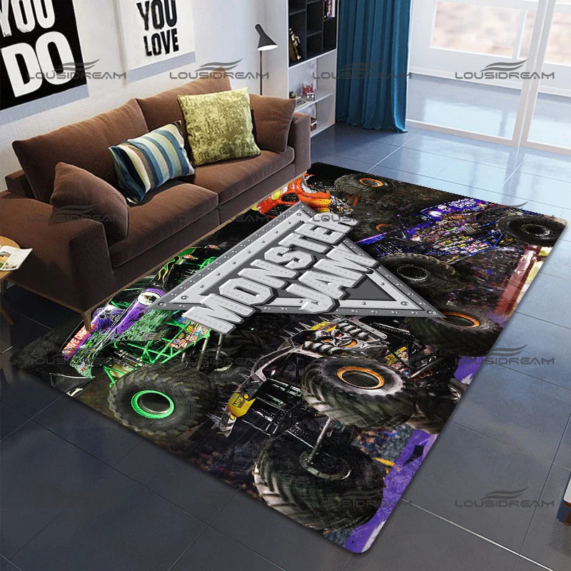 Square Flannel Monster Truck Carpet Thrill Game Monster Jam Decorative ...
