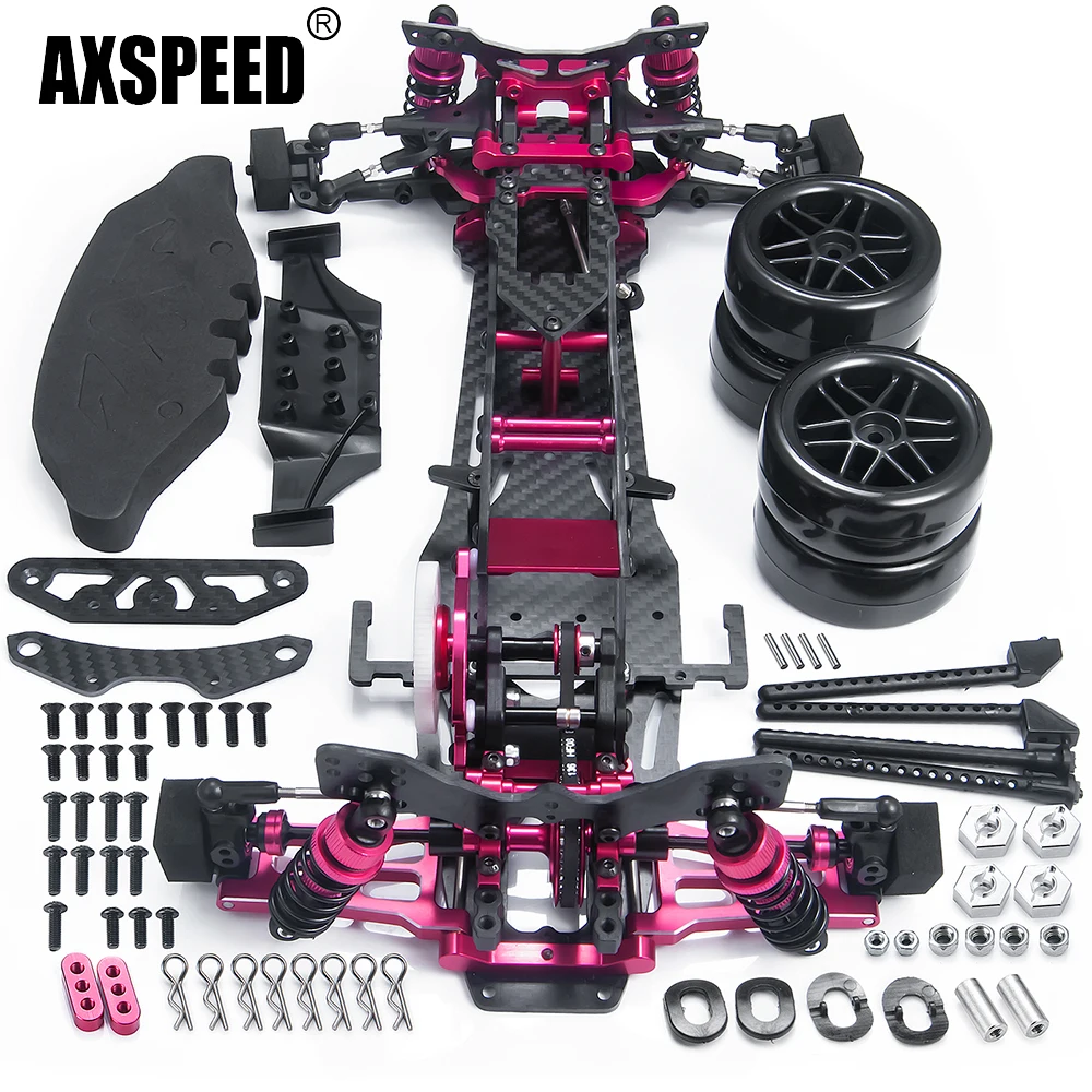 Sakura d5 mr 1/10 rcドリフト車モデル部品用のaxspeedメタル & カーボンファイバープラスチックフレームキット
