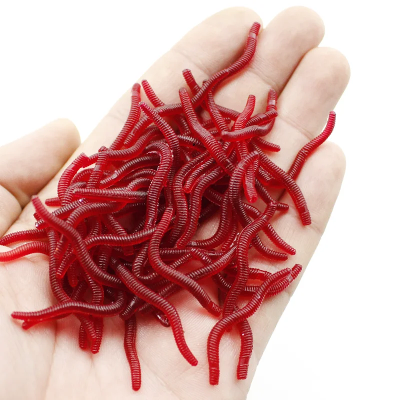 50/100pcs Soft Lure Bass Bream Bloodworm Fishing Lure Earthworm Worm ...