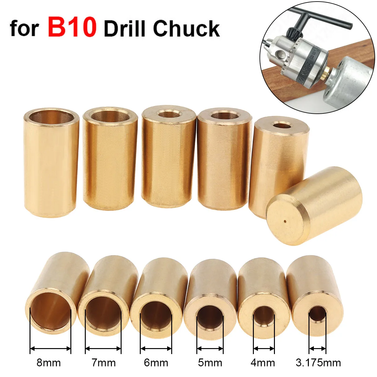 3.175mm 4mm 5mm 6mm 7mm 8mm B10 Drill Chuck Connecting Rod Sleeve ...