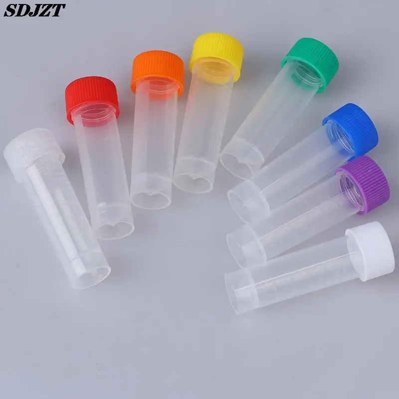 10Pcs 5ml Plastic Graduated Cryovial Plastic Test Tube Freezing Tube ...